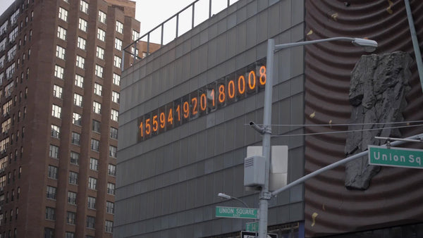 numbers ticker building Union Square in fall autumn in Manhattan New Y ...