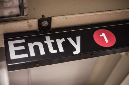 entry sign in subway station for 1 train – NY Clips